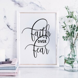 Faith Over Fear Print Printable Wall Art Christian Faith Art Instant ...
