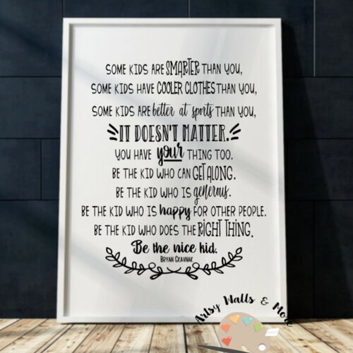 Be the Nice Kid Quote Svg File Classroom Hallway Decor Svg CUT - Etsy