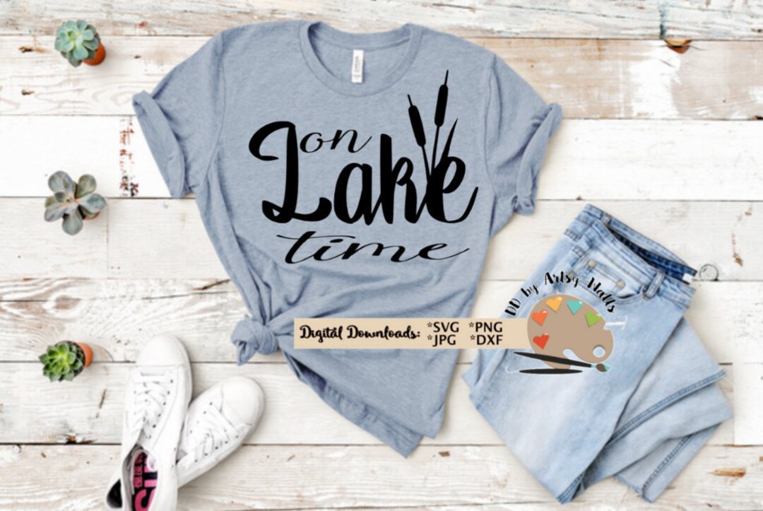 On Lake Time Svg on Lake Time With Cattails Svg Dxf CUT File, Lake ...