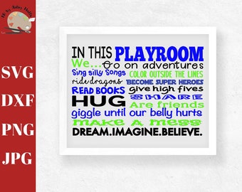 SVG, DXF & PNG Playroom Rules - Etsy