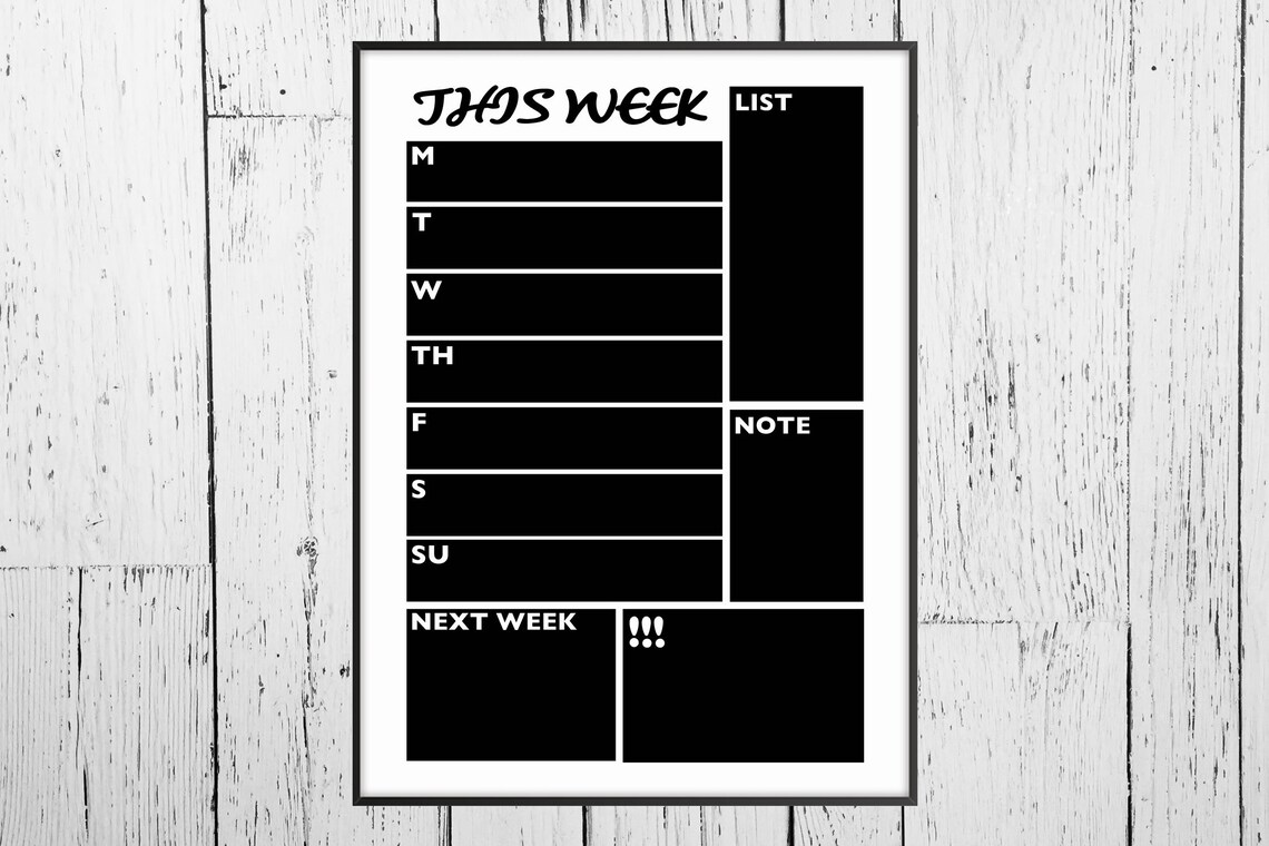 Weekly Planner Template Svg Chalkboard Template Svg Dry - Etsy
