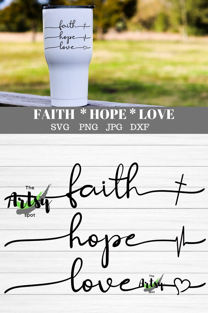Geloof hoop liefde SVG GESNEDEN bestand christelijke SVG silhouet of ...