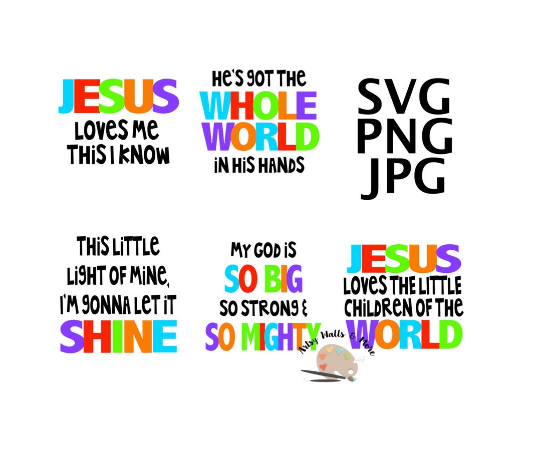 Jesus Bundle of SVG Cut Files Sunday School Jesus Loves Me My God is so ...