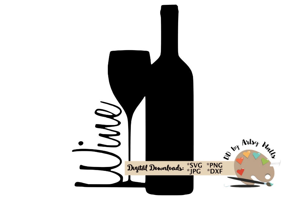 Vino Copa de vino svg Botella de vino svg copa de vino y | Etsy