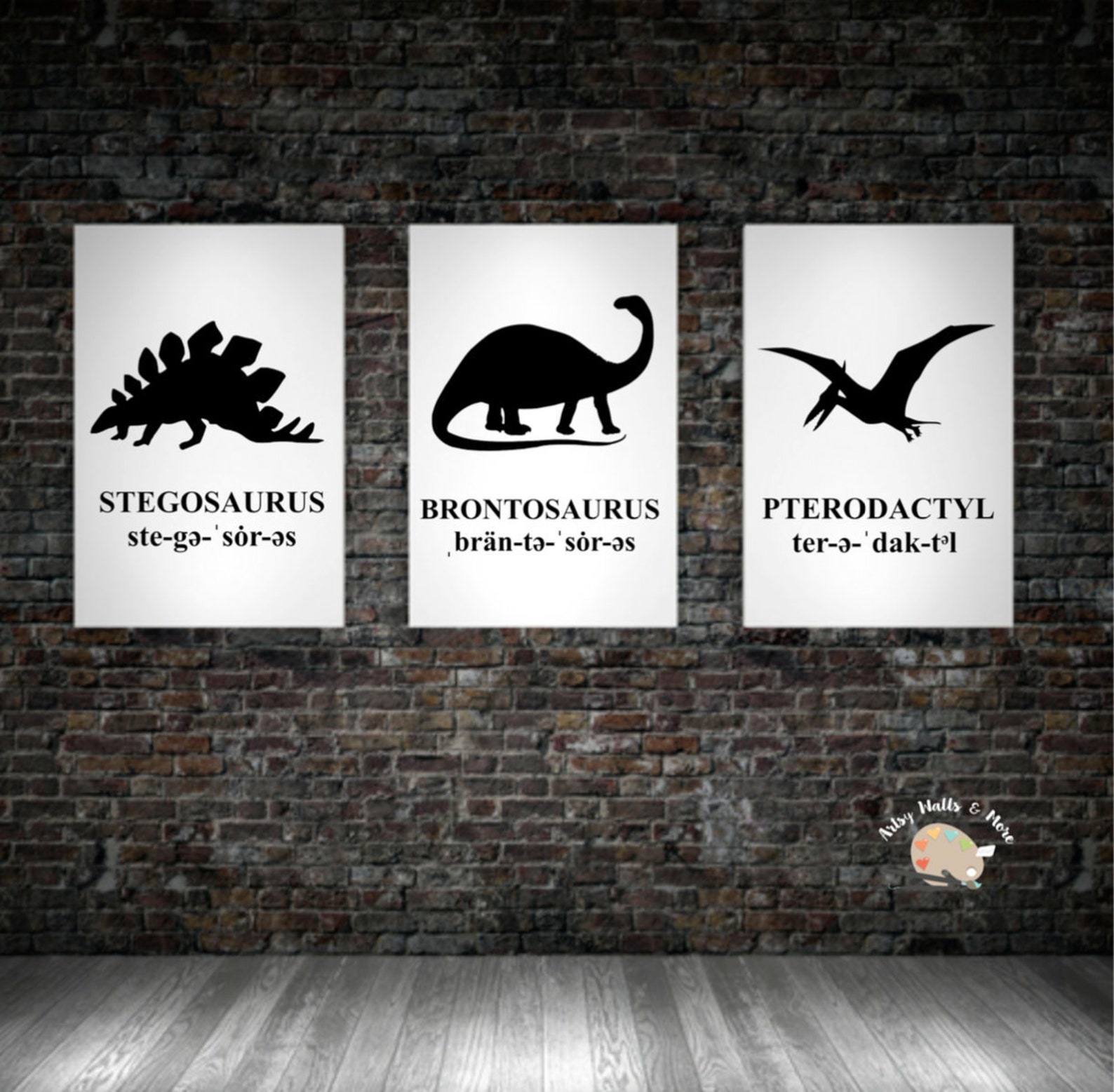 Dinosaur SET of Prints Printable Wall Art Dinosaur Themed Bedroom Print ...