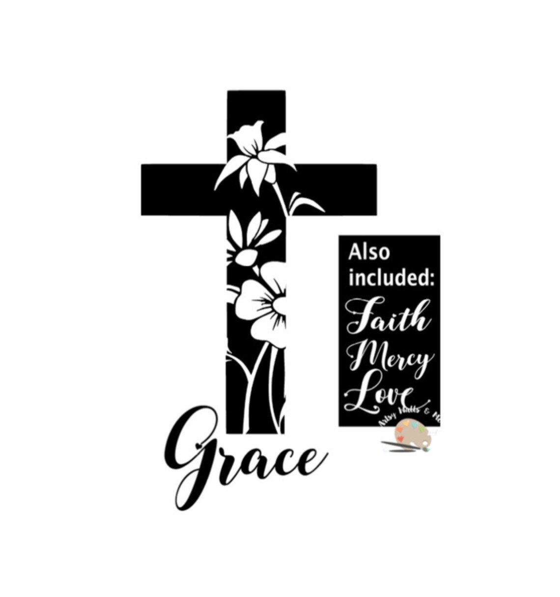 Cross With Transparent Flowers Svg CUT File Cross Svg - Etsy