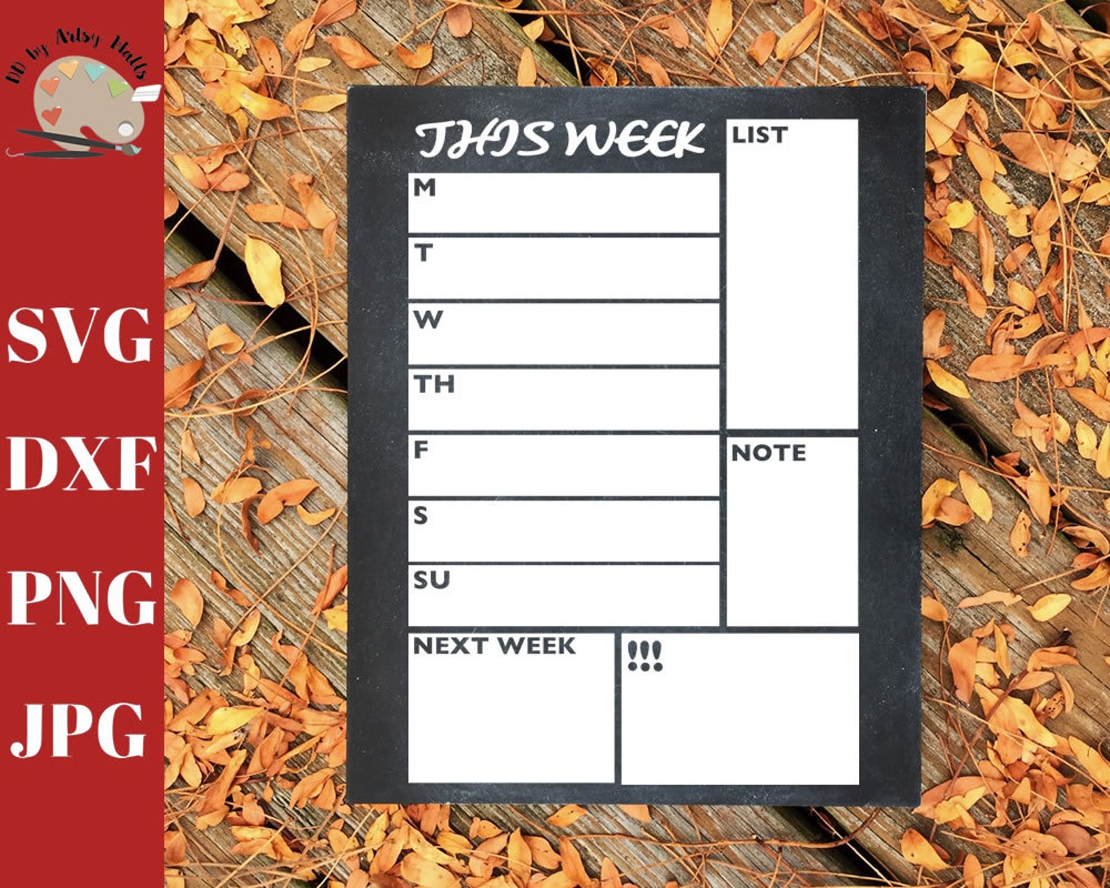 Weekly Planner Template Svg Chalkboard Template Svg Dry - Etsy