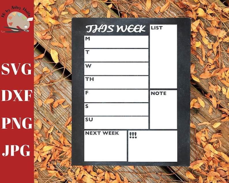Weekly Planner Template Svg Chalkboard Template Svg Dry - Etsy