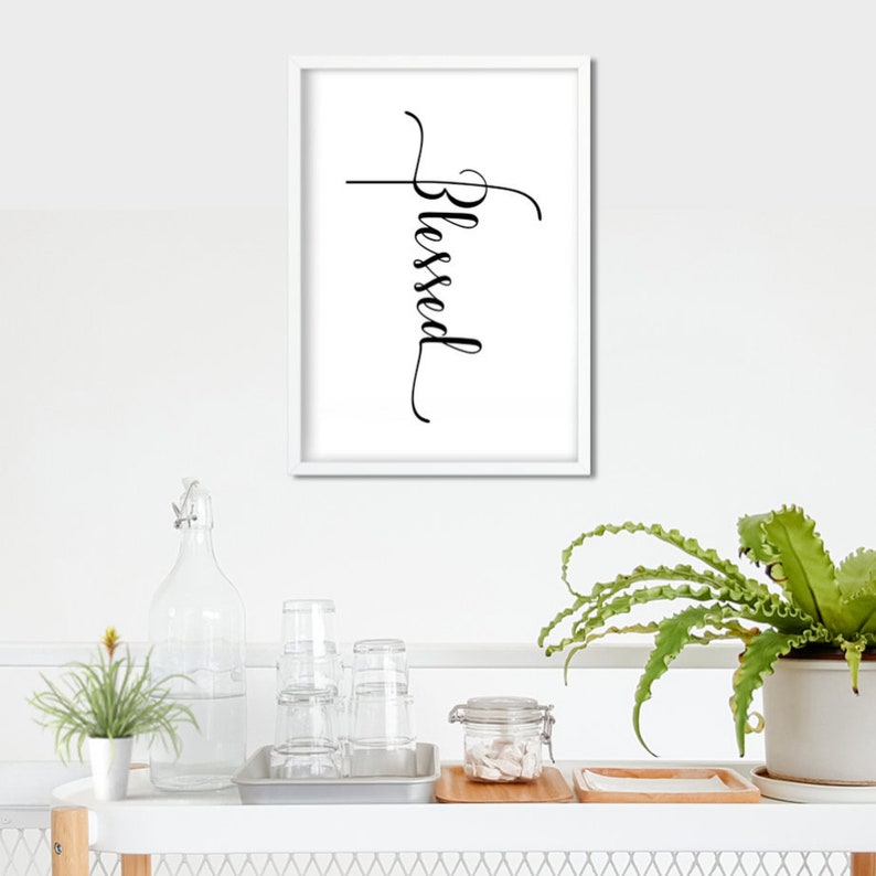 Blessed Sideways Cross Print Printable Wall Art Trendy Faith Cross ...