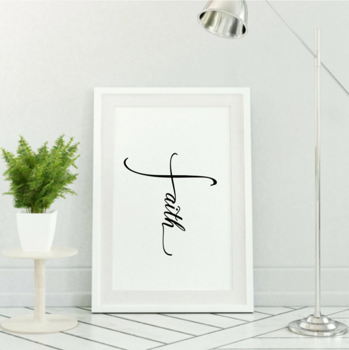 Faith Sideways Cross Print Printable Wall Art Trendy Faith Cross Print ...