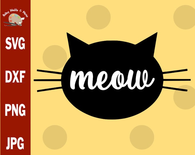 Cat Meow Paw Print Svg, Dxf, Eps Vector Files for Silhouette, Cricut ...
