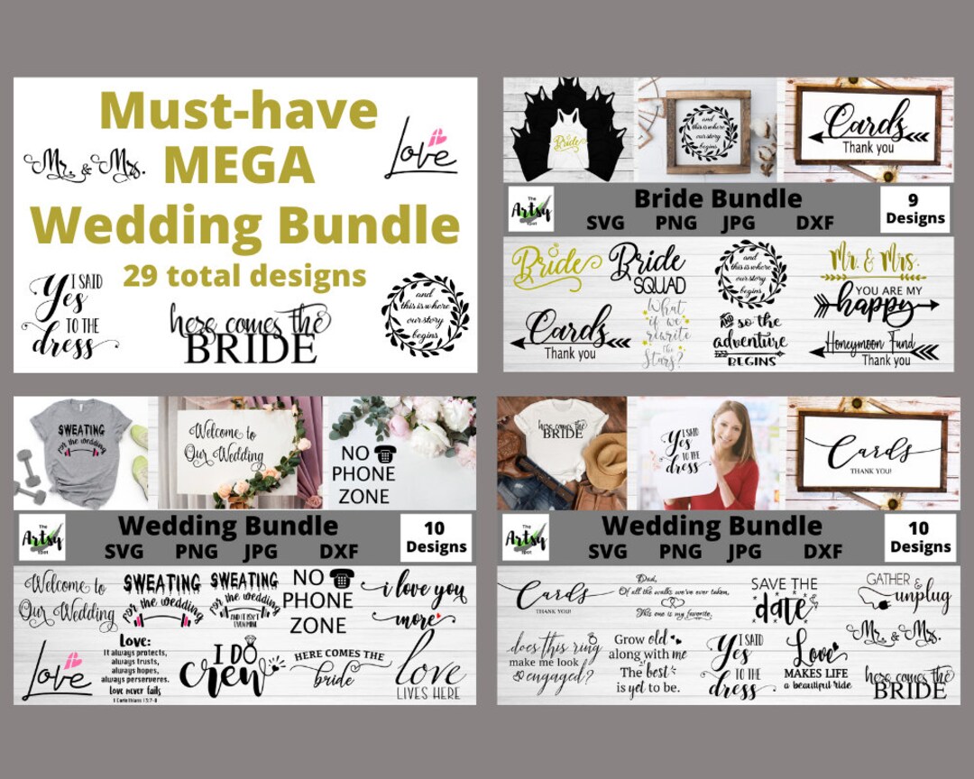 MEGA Wedding Bundle, Wedding Svg Bundle, Bride Svg Bundle, Wedding Cut ...