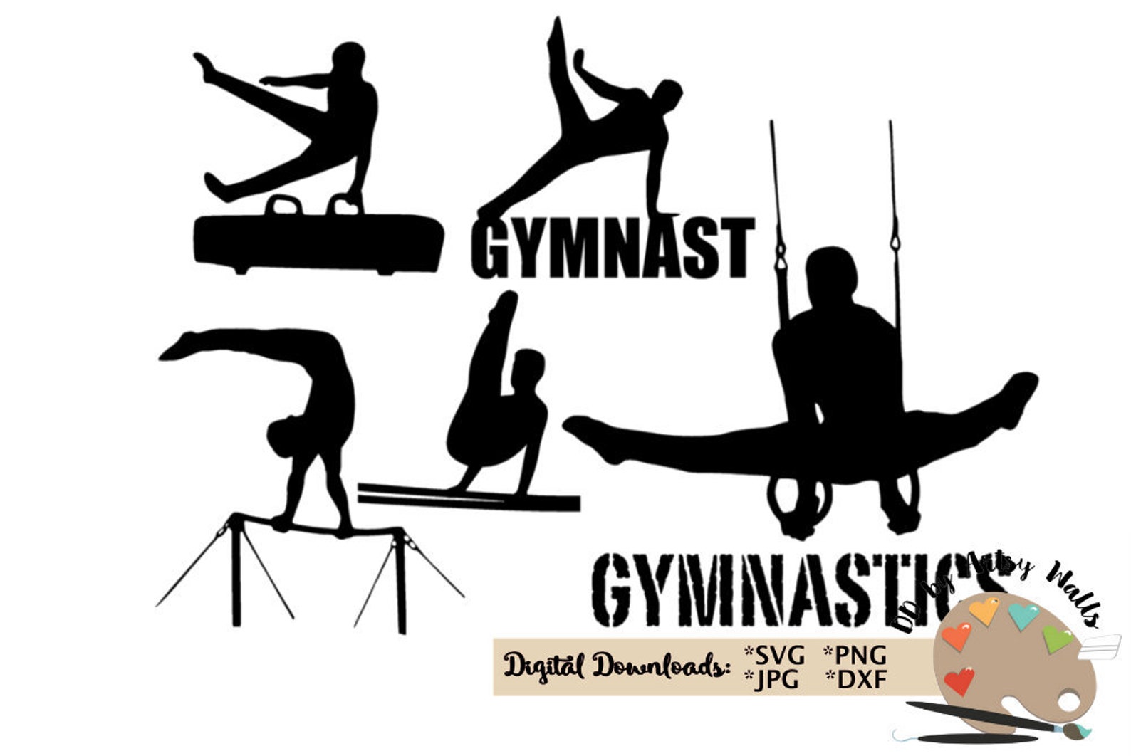 Male Gymnastics Svg Cut File Male Gymnast Silhouette Collection Bundle ...