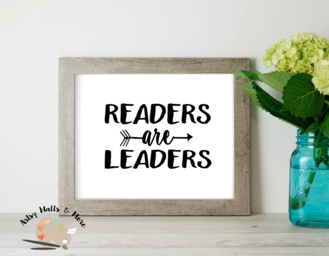 Readers Are Leaders Printable Wall Art Reading Classroom Quotes Wall ...