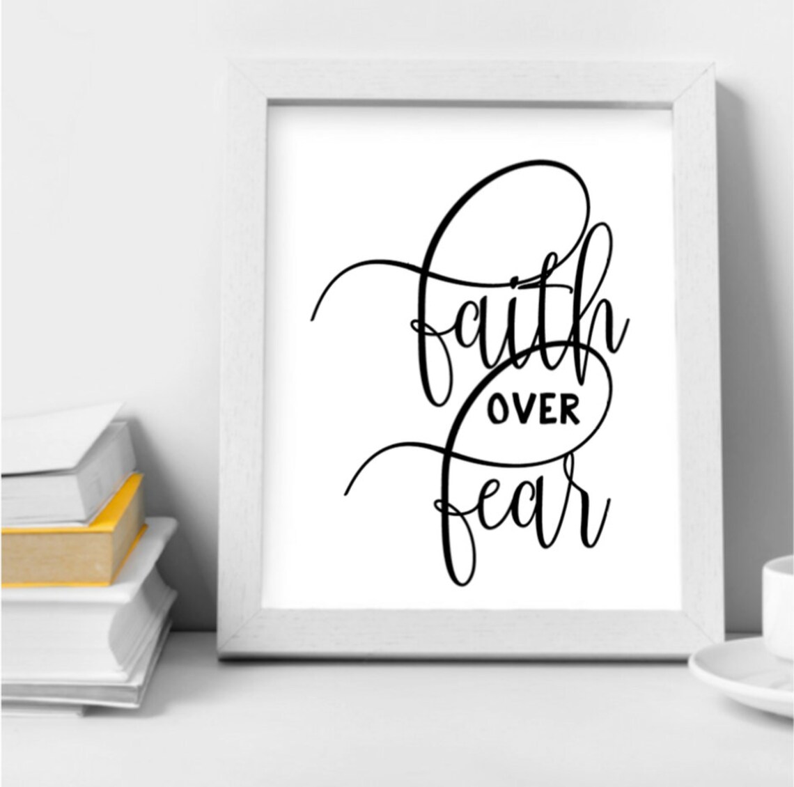 Faith Over Fear Print Printable Wall Art Christian Faith Art Instant ...