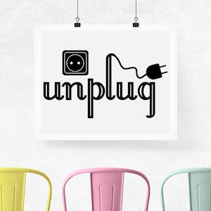 Unplug Svg CUT File Svg Dxf Png Jpg, Unplugged Svg Unplug Sign Design ...