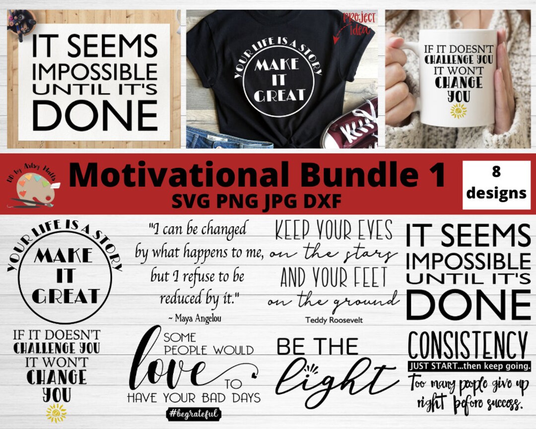 Motivational Quotes Bundle, Motivational Designs, Inspirational Svg ...