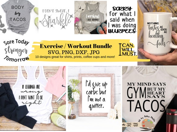 Exercise Svg Bundle Workout Bundle Svg Png Jpg Dxf Workout | Etsy