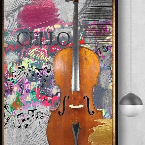Cello Abstract Watercolor Music Instrument Art Print 2003 | Etsy