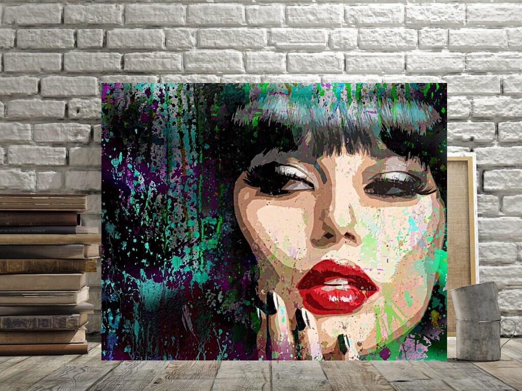 Pretty Face Model Art Print or Canvas Red Lips Make Up | Etsy