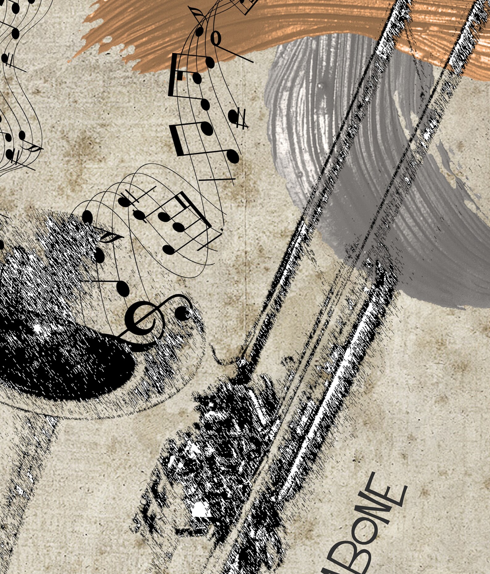Trombone Art: Musical Instrument Prints, Music Room Decor (paper or ...