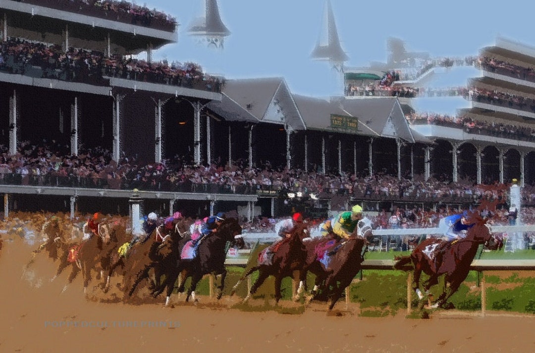 Horse Race, Print or Canvas, Horse Racing Painting, Derby Art, Race ...