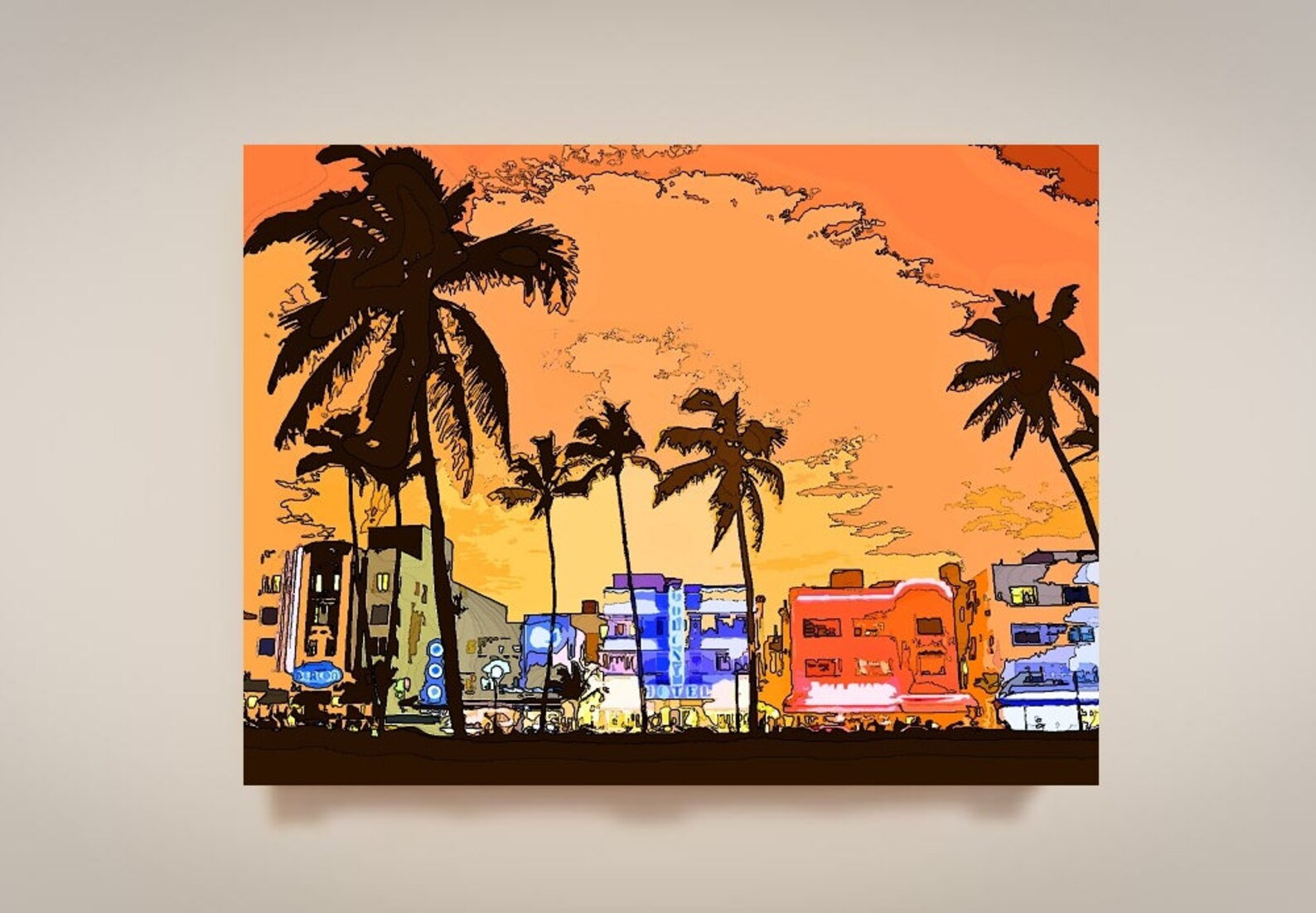 South Beach, Print or Canvas, Miami Beach Decor, Miami City Scene ...