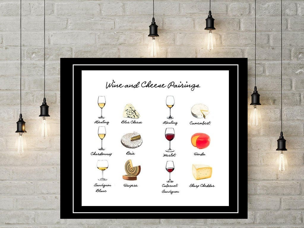 Wine and Cheese Art, Print or Canvas, Wine Pairings, Wine Lover Gift ...