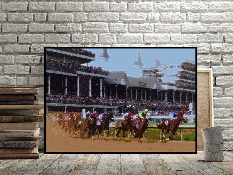 Horse Race, Print or Canvas, Horse Racing Painting, Derby Art, Race ...