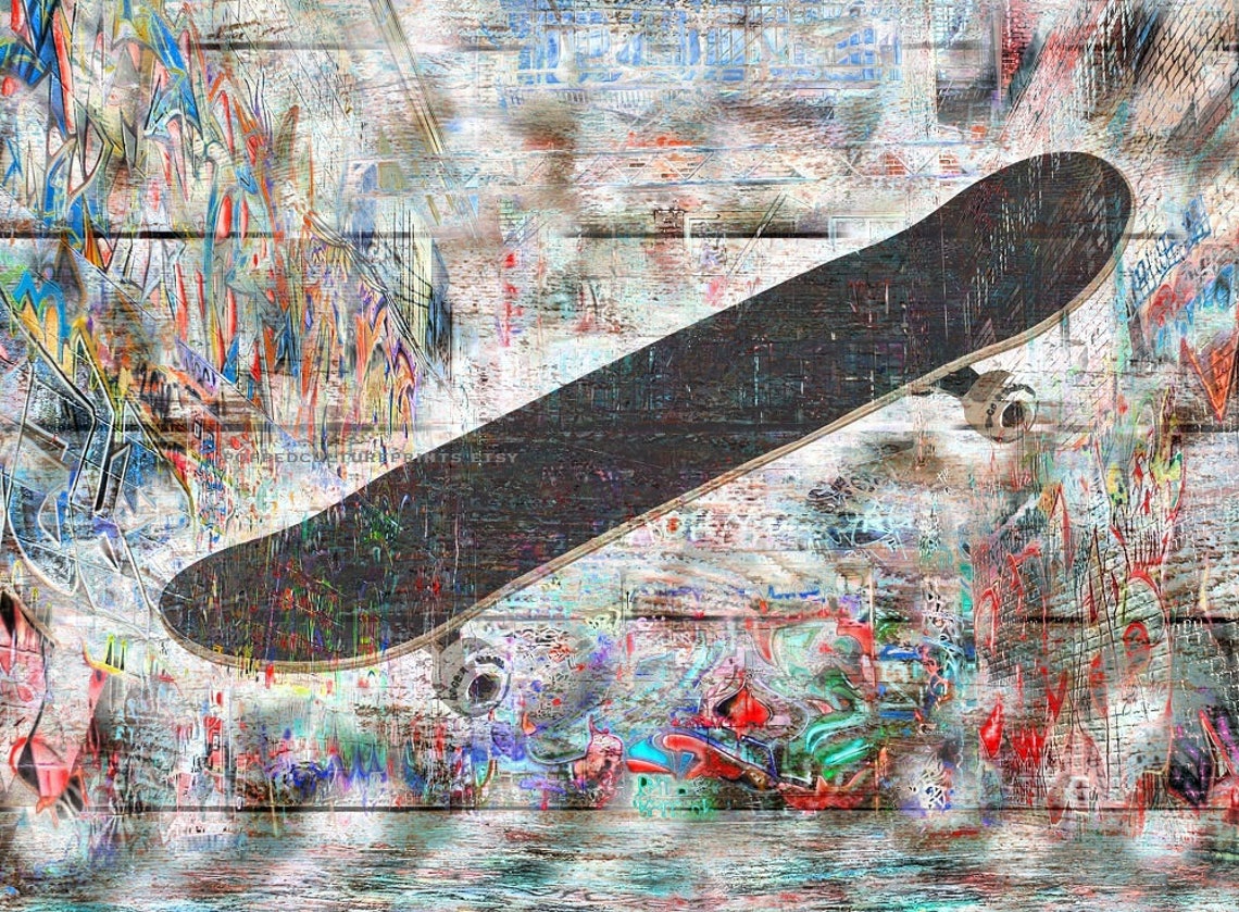 Skateboard Art Print or Canvas Skateboarder Poster - Etsy