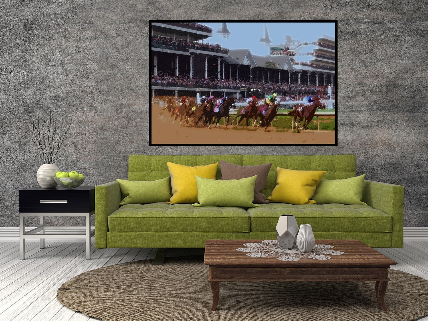 Horse Race, Print or Canvas, Horse Racing Painting, Derby Art, Race ...