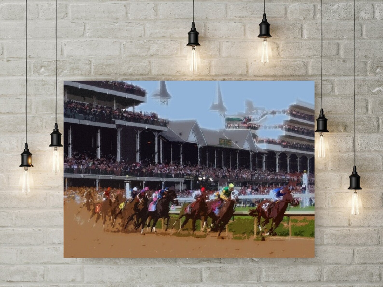Horse Race, Print or Canvas, Horse Racing Painting, Derby Art, Race ...