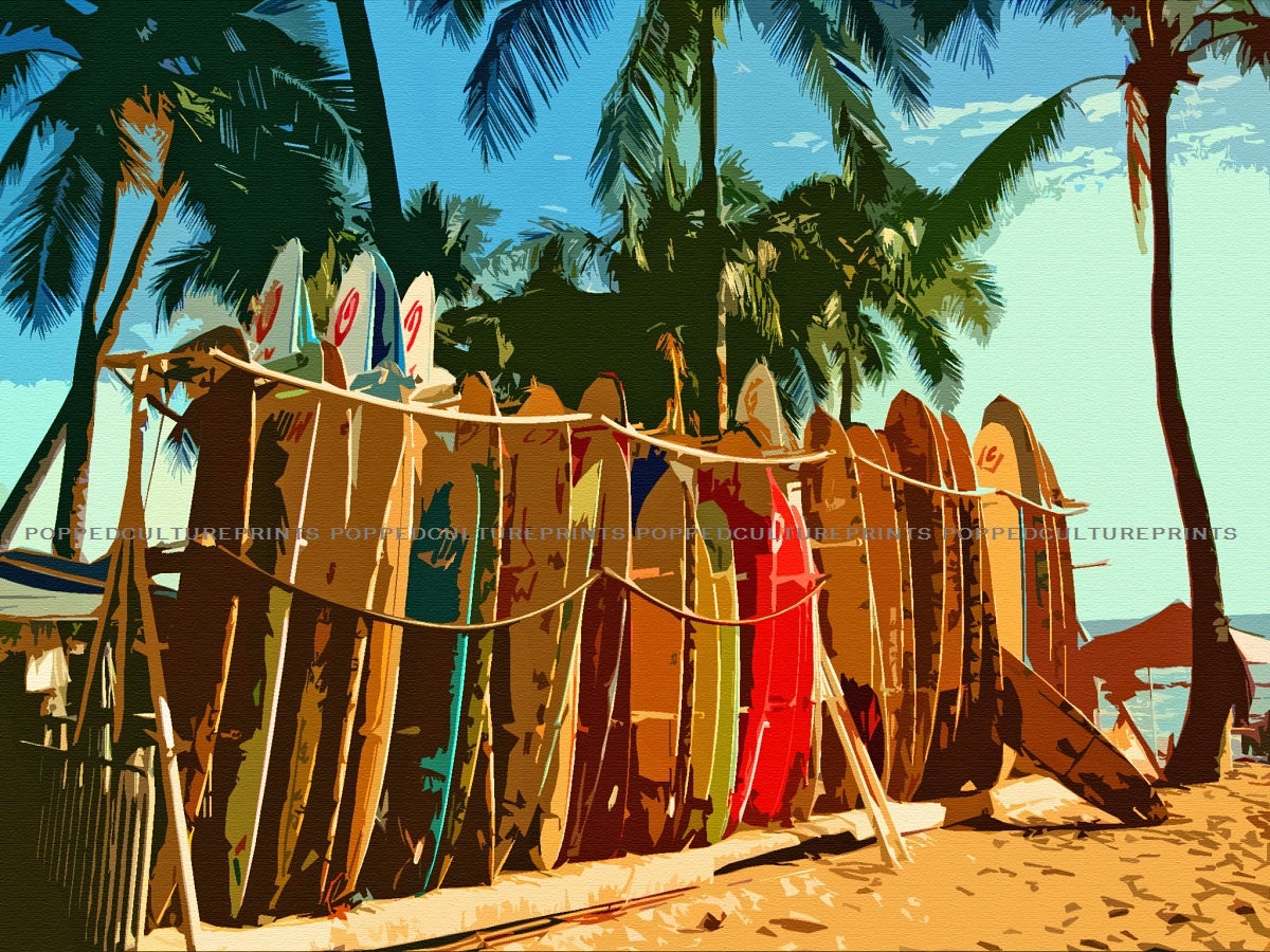 Surfboard Art Print or Canvas Beach Wall Decor Surfing - Etsy