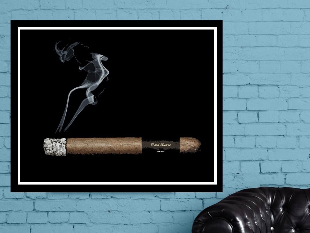 Cigar Painting, Cigar on Canvas, Cigar Print, Cigar Picture, Man Cave ...