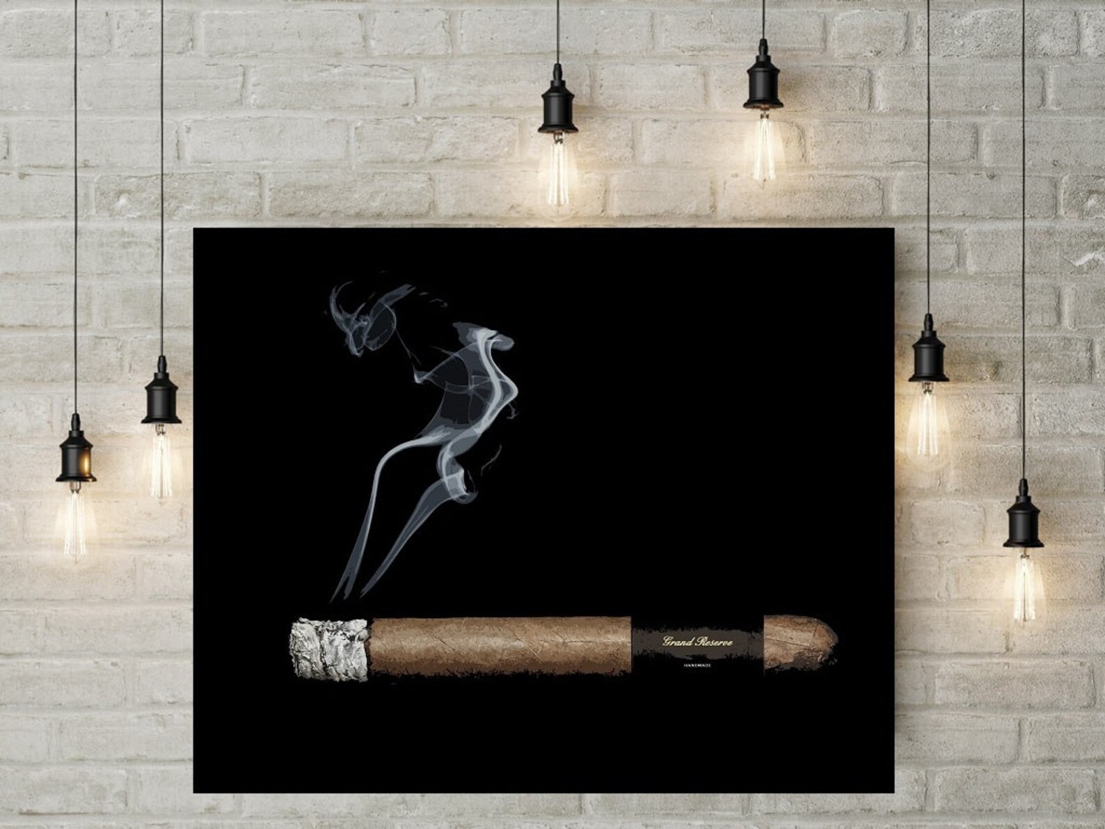 Cigar Painting, Cigar on Canvas, Cigar Print, Cigar Picture, Man Cave ...
