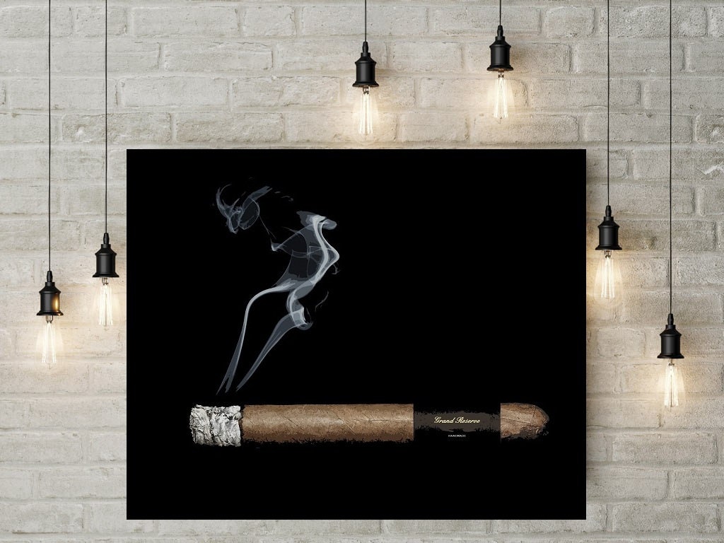 Cigar Painting, Cigar on Canvas, Cigar Print, Cigar Picture, Man Cave ...