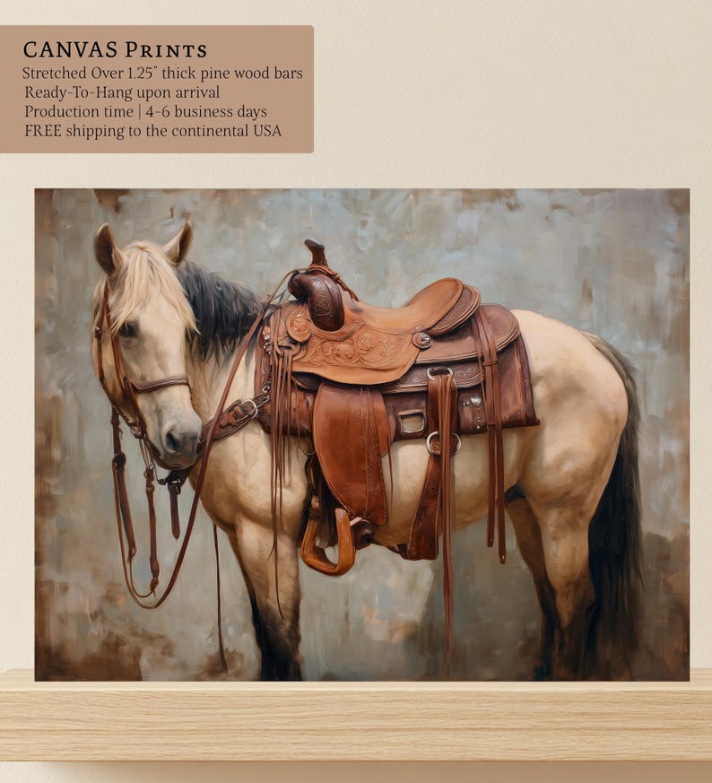 Horse and Saddle Print: Western Decor, Rustic Art, Ranch Home Ideas ...