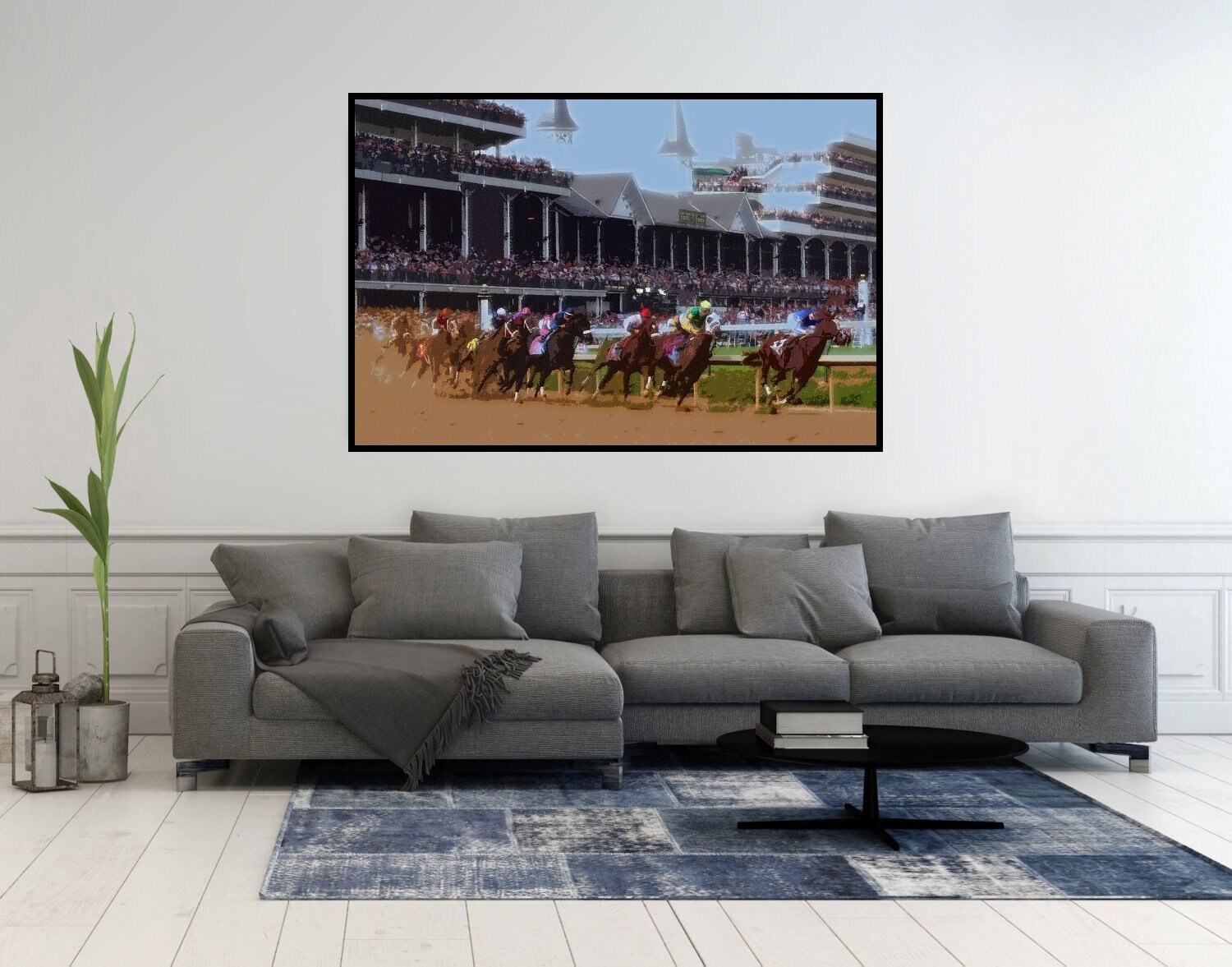 Horse Race, Print or Canvas, Horse Racing Painting, Derby Art, Race ...