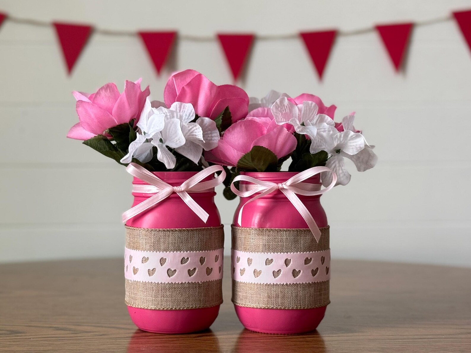 Valentines Day Mason Jars, Valentines Day Decor, Heart Decor, Romantic ...