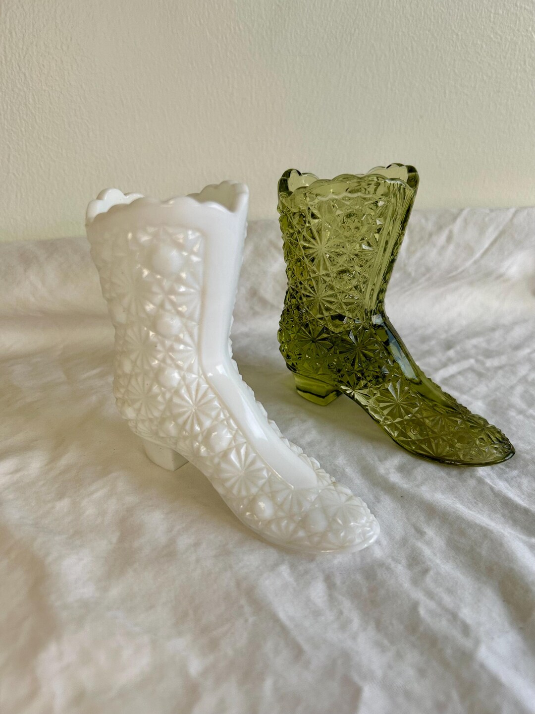 Fenton Glass Boot Pair - Etsy