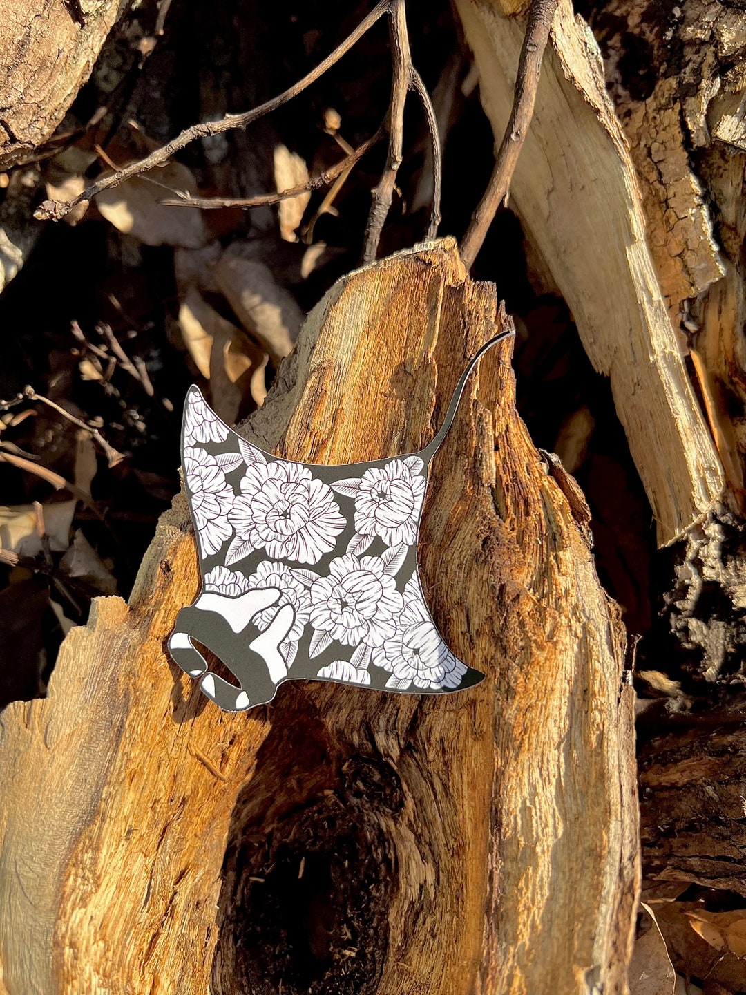 Manta Ray Floral Sticker - Etsy