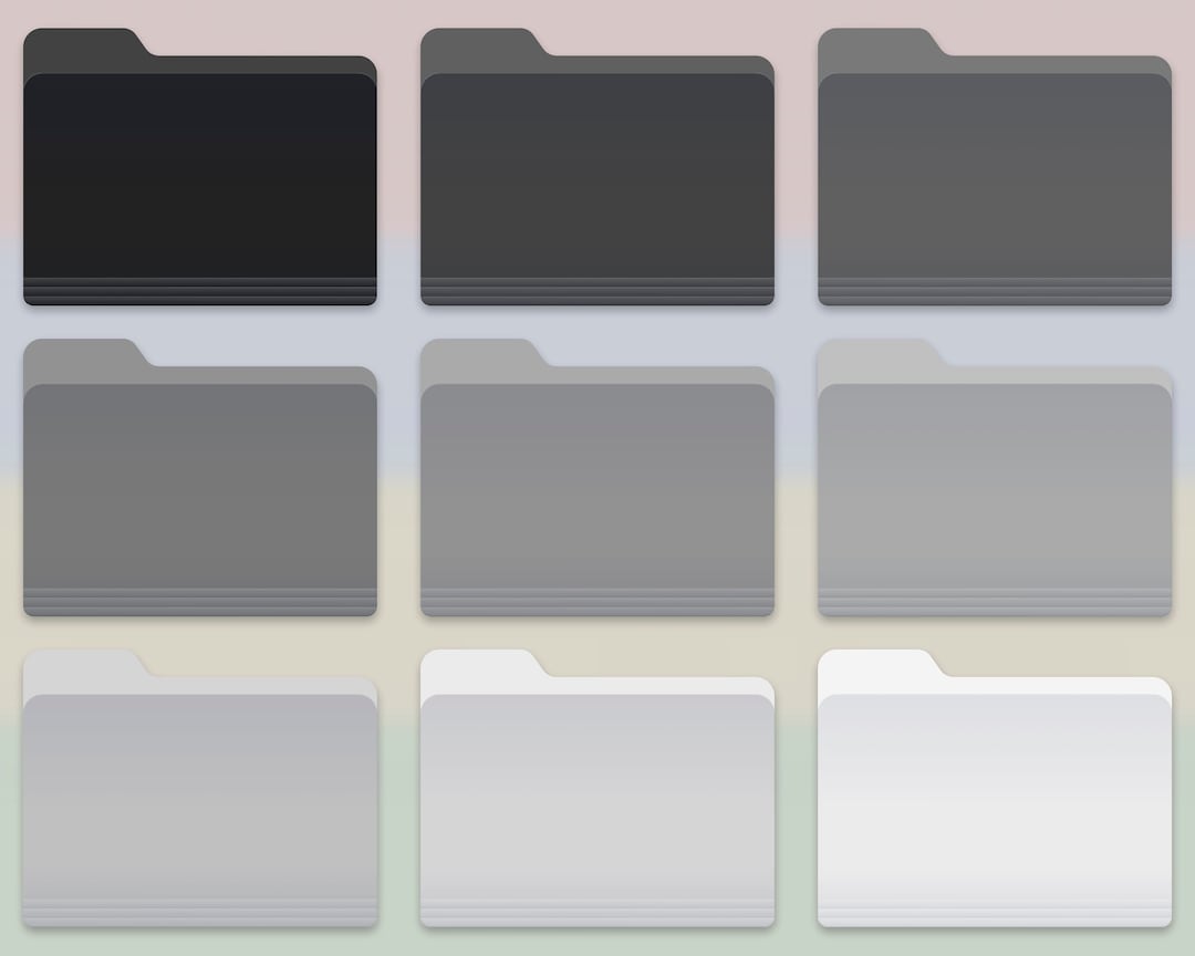 Mac folder icons, 11 shades of grey Custom icons For the finder desktop ...