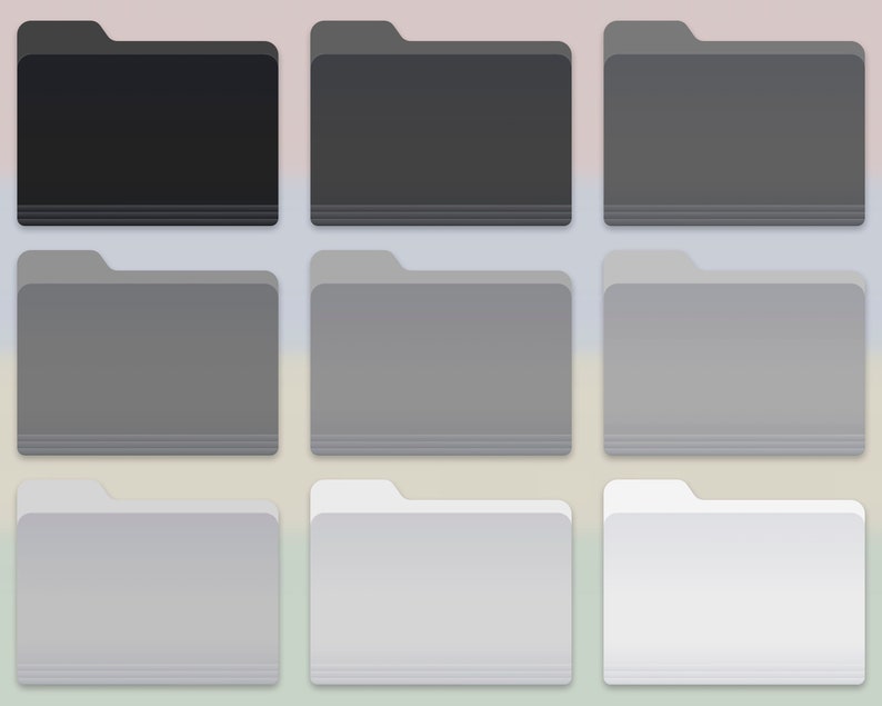 Mac folder icons, 11 shades of grey Custom icons For the finder desktop ...