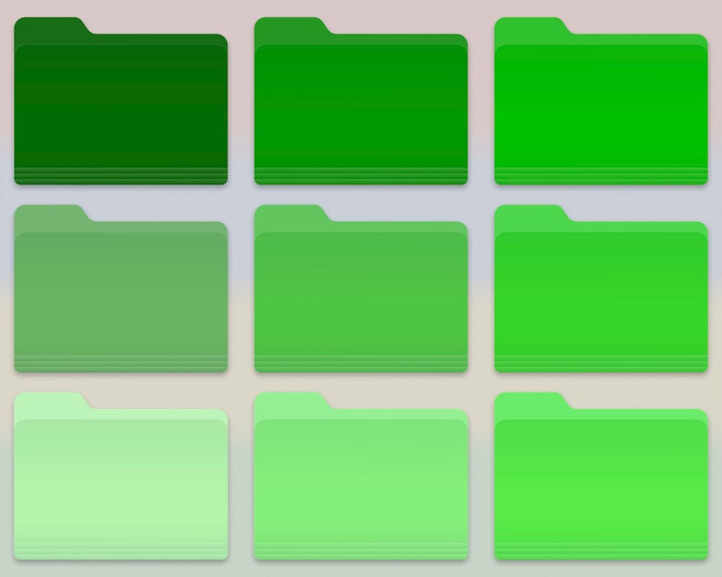 Mac folder icons, 28 varied Green Custom icons For the finder desktop ...