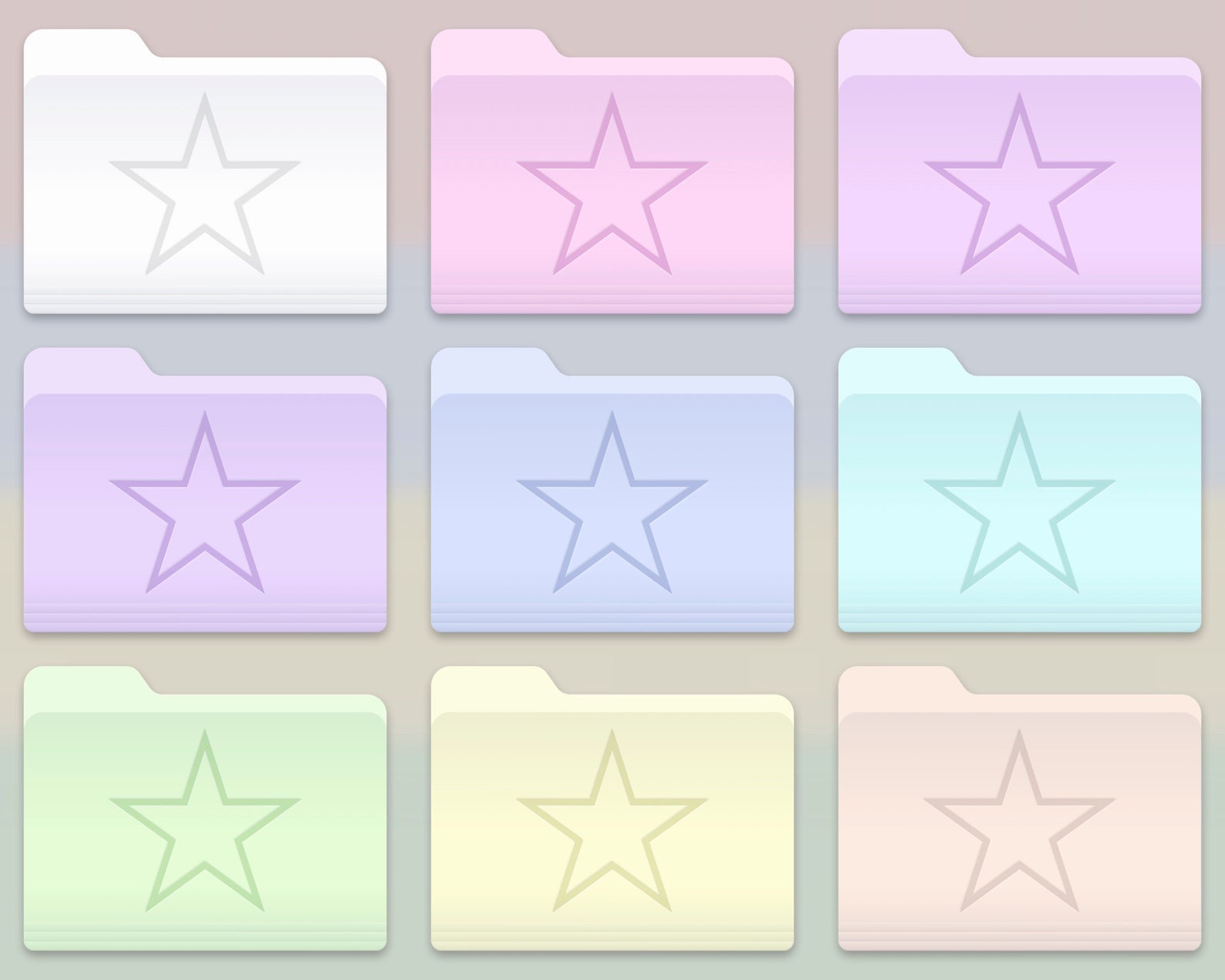 Mac folder icons, Pastel colored With star Custom icons For the finder ...