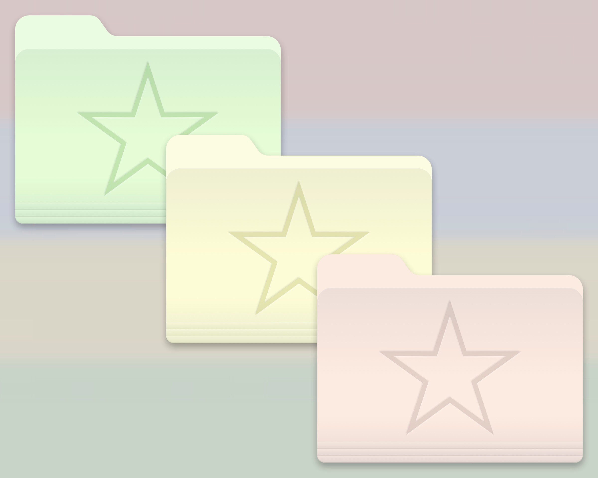 Mac folder icons, Pastel colored With open star Custom icons For the ...