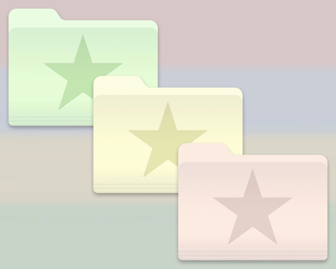 Mac folder icons, Pastel colored With star Custom icons For the finder ...