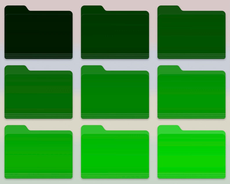 Mac folder icons, 28 varied Green Custom icons For the finder desktop ...