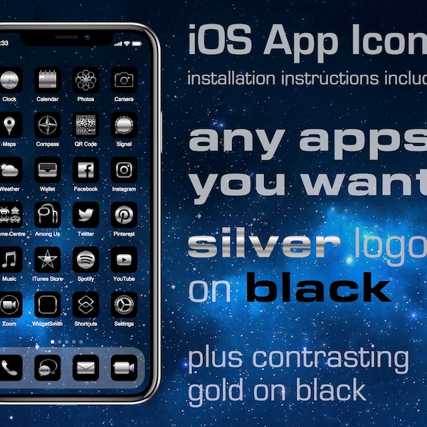 Ios 14 Icons Black - Etsy
