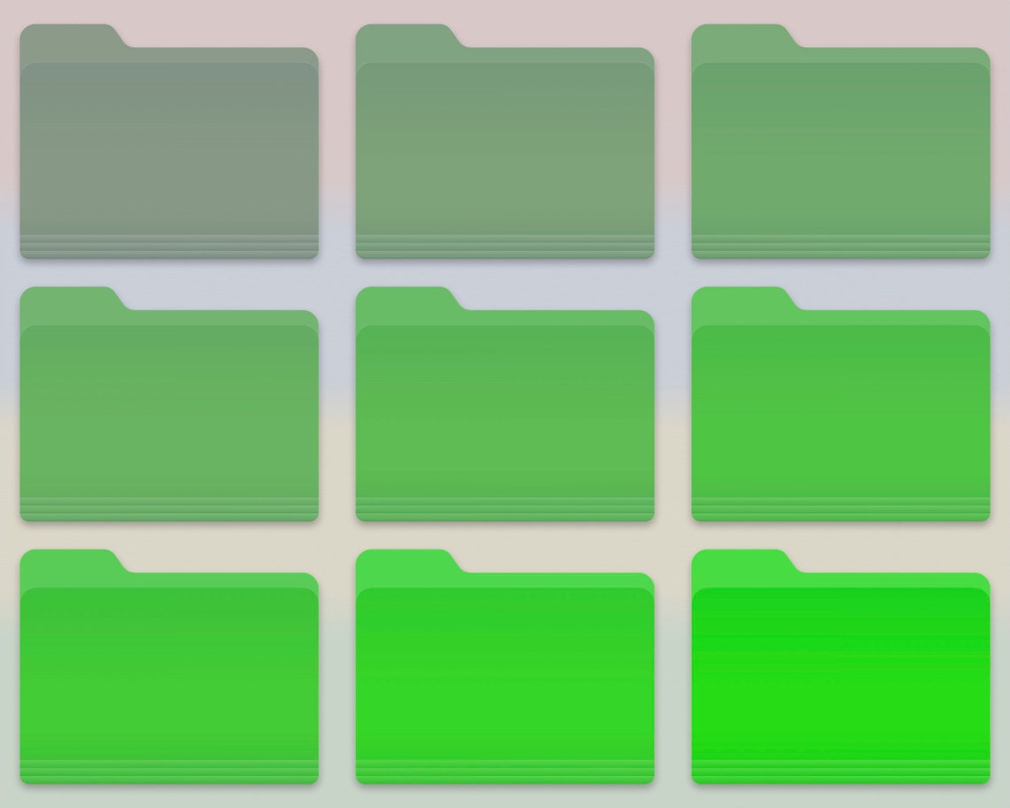 Mac folder icons, 28 varied Green Custom icons For the finder desktop ...